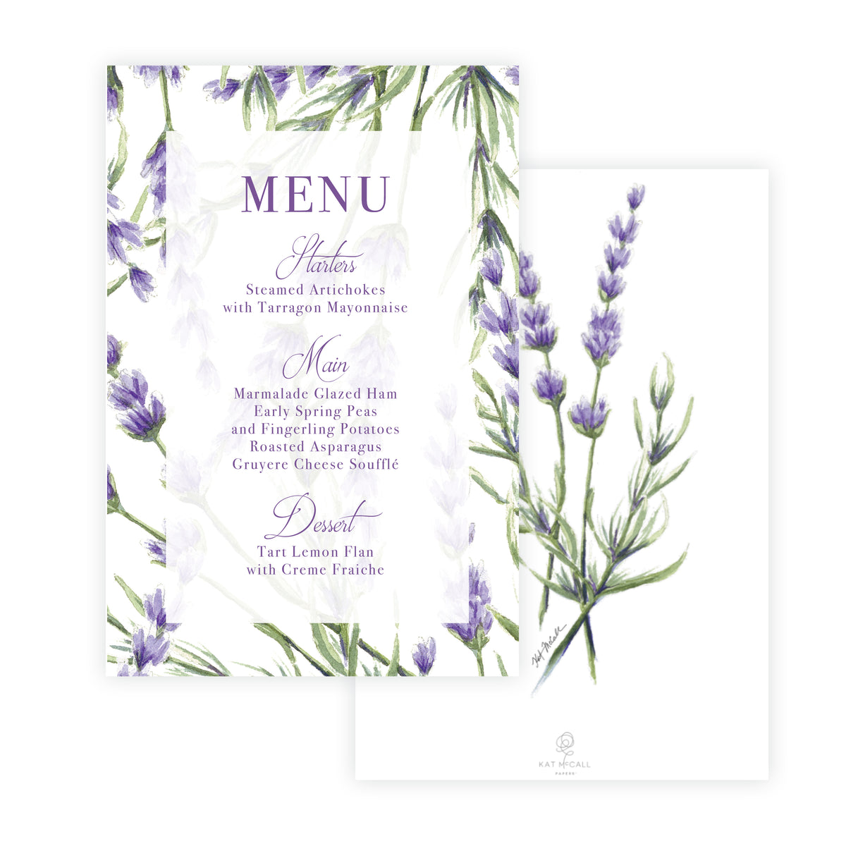 Lavender Menu Card – Kat McCall Papers